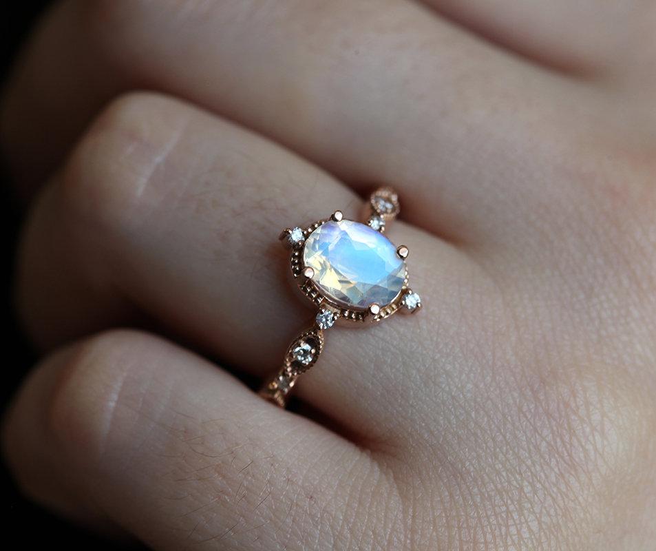 Arya Blue Oval Moonstone Ring – Ezmey Boutique